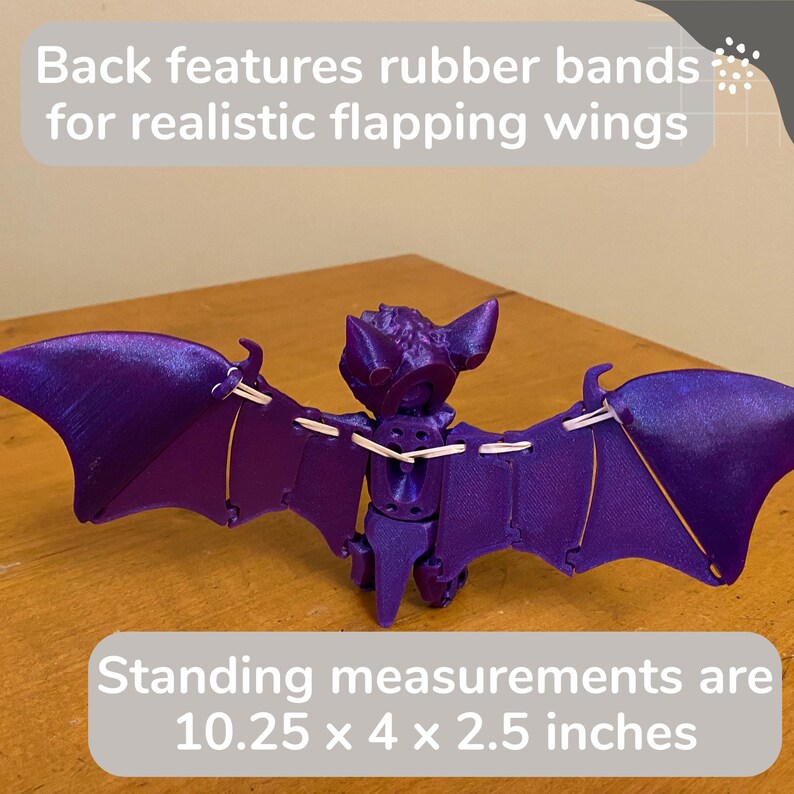 3D Printed Purple Bat: Flapping Wings, Desk Pet Fidget Toy - Etsy