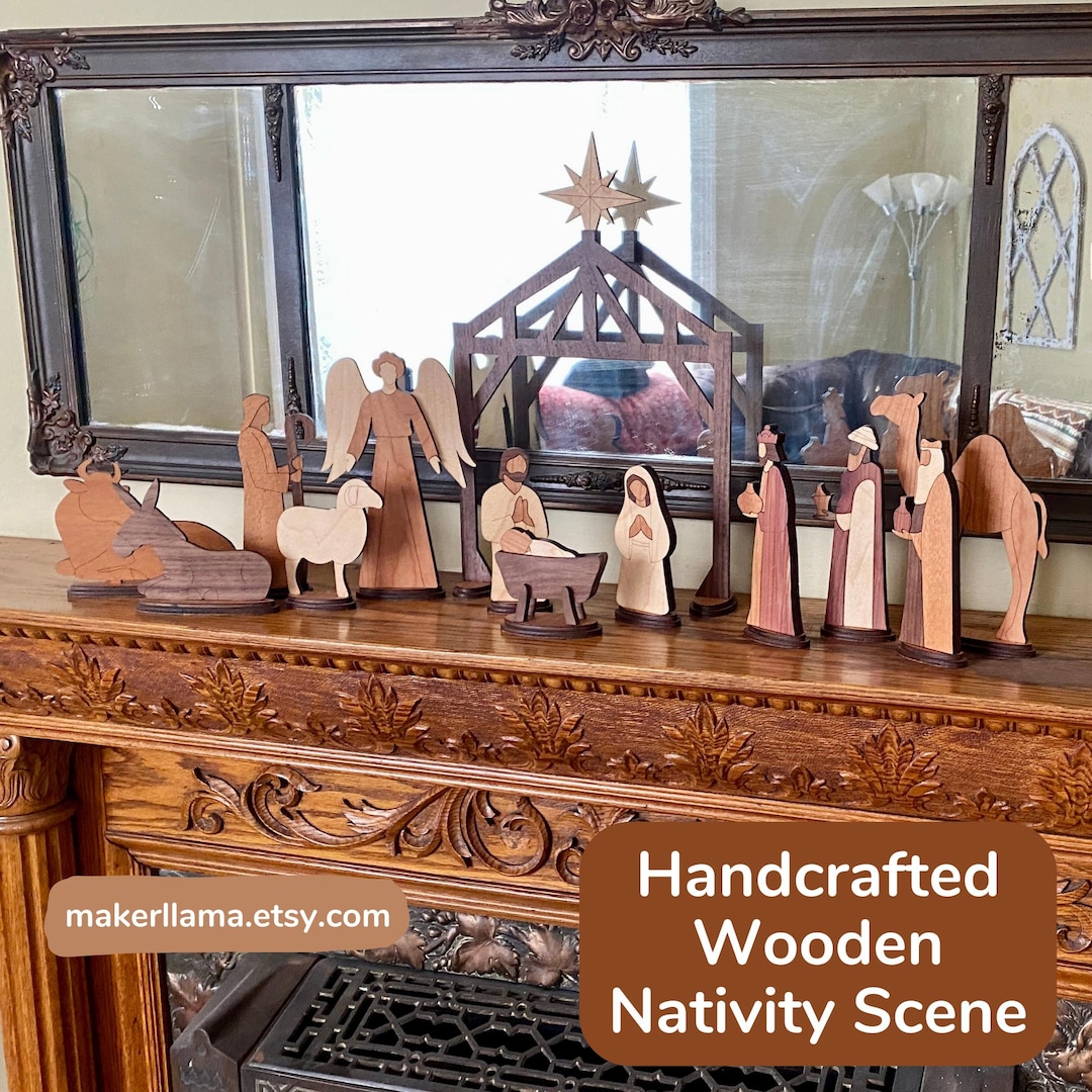 Handcrafted Wooden Nativity Set: Heirloom Christmas Decor - Etsy