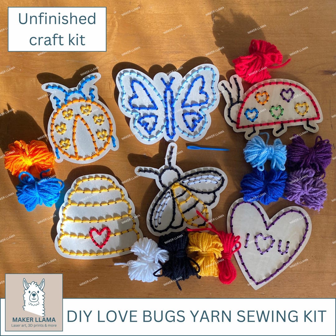 DIY Love Bugs Yarn Sewing Kit: Easy Kids' Craft, Beginner Friendly - Etsy