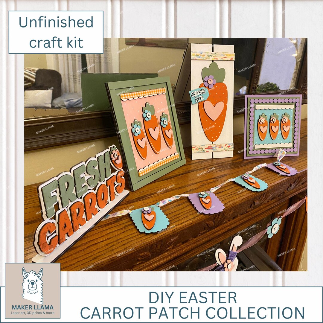 DIY Easter Carrot Patch Collection - Unfinished Wood Kit - Easter Decor ...