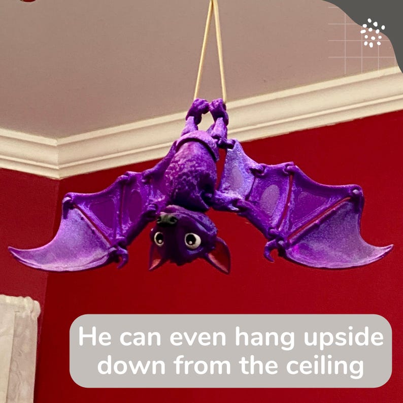 3D Printed Purple Bat: Flapping Wings, Desk Pet Fidget Toy - Etsy