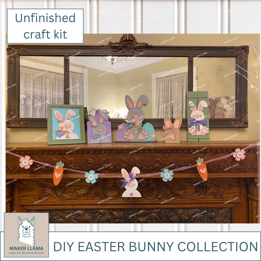 DIY Easter Bunny Wood Kit: Unfinished MDF Decor - Etsy