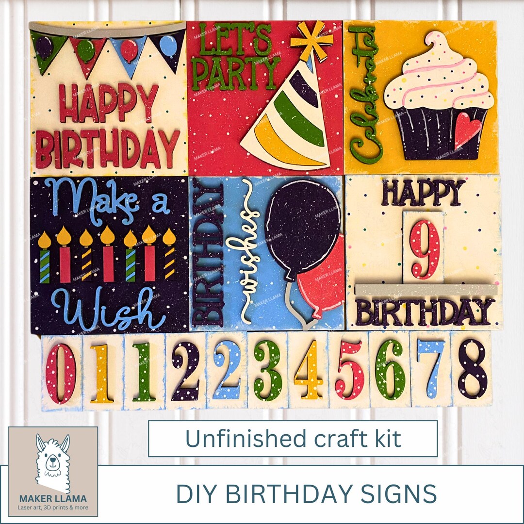 DIY Birthday Signs Kit: Unfinished MDF Craft Project - Etsy