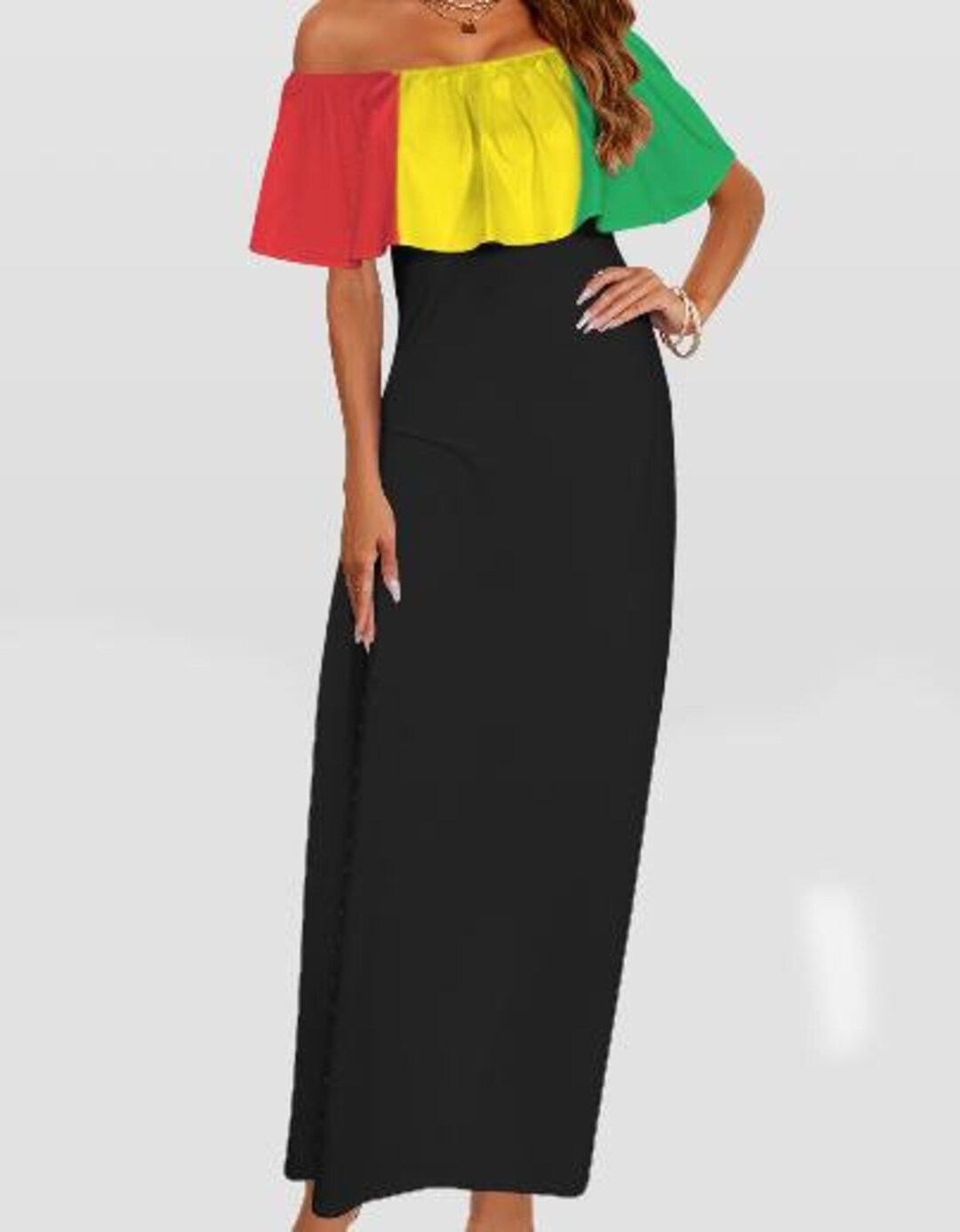 Jamaican Dress in Rasta Colours - Etsy