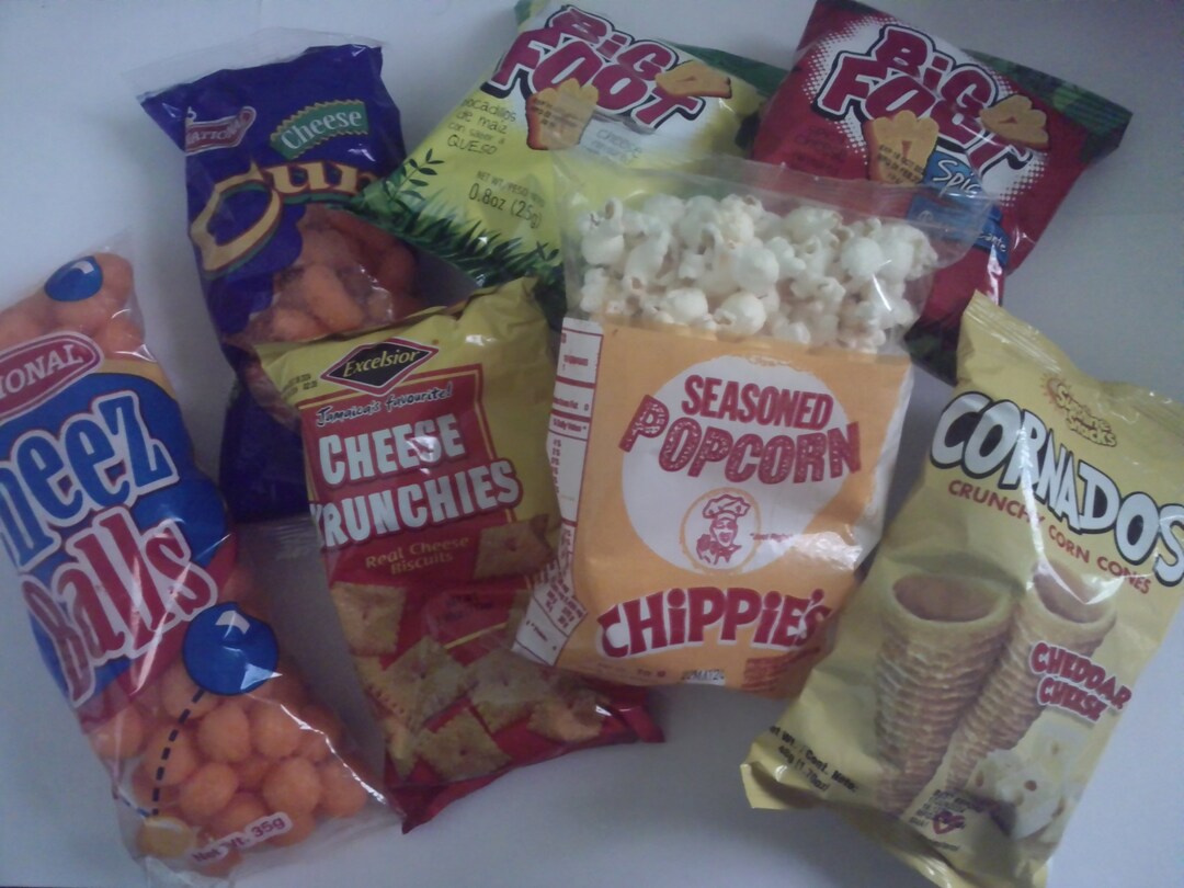 Jamaican Snacks, Cheese Curls, Cheese Ballz, Cornados, Big Foot ...
