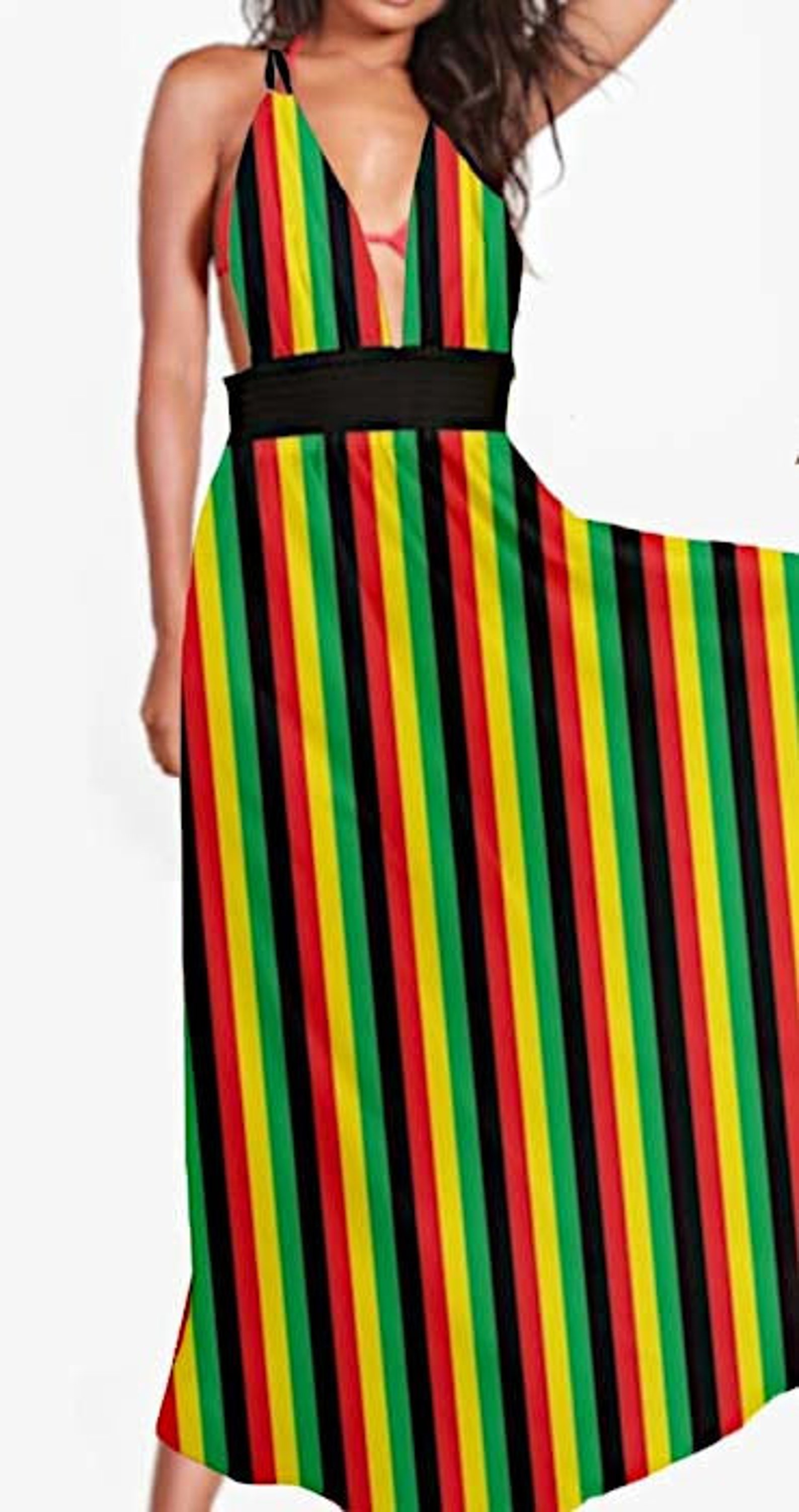 Striped Halter Dress Rasta Colours - Etsy
