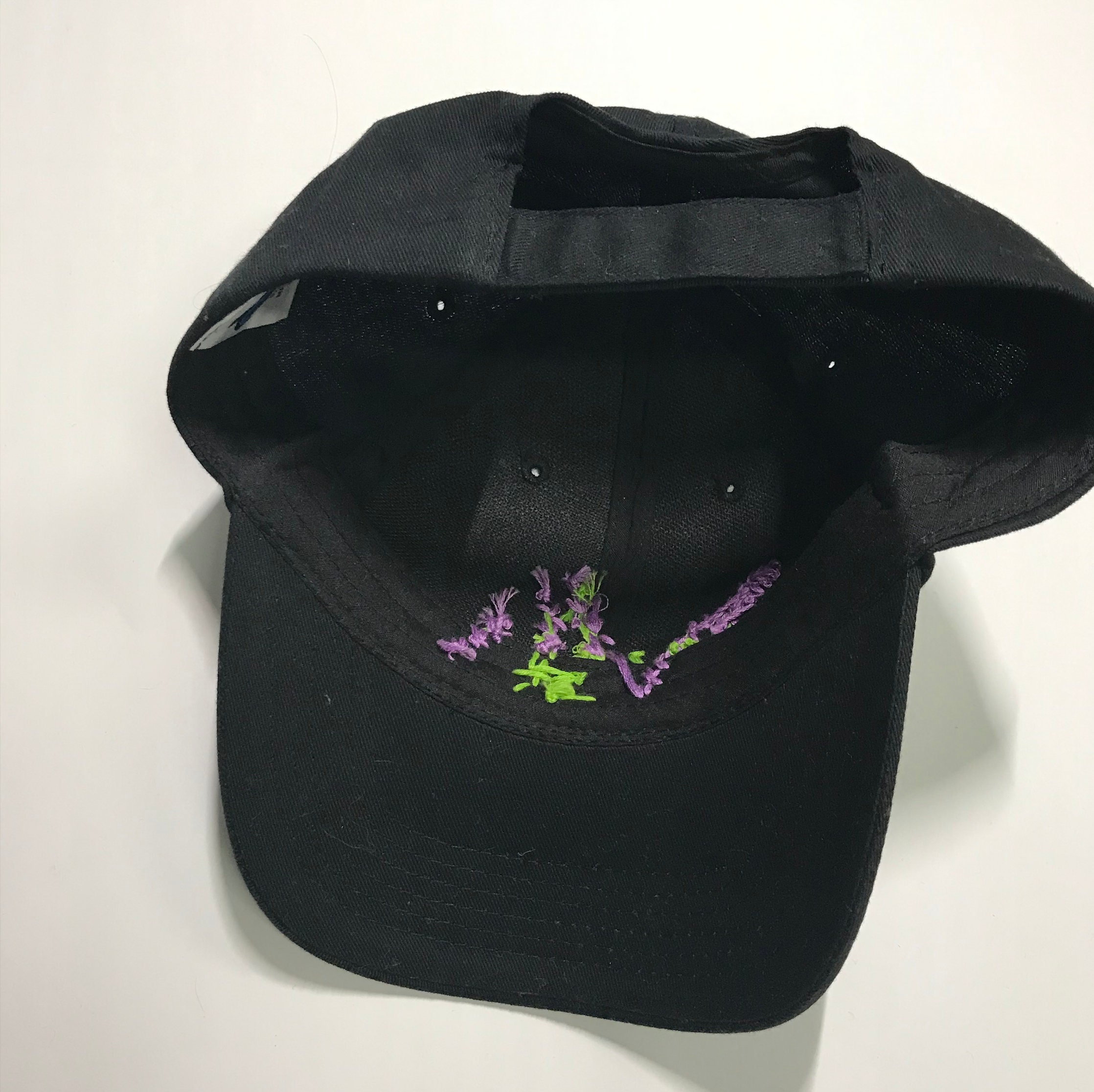 Lavender Embroidered Black Baseball Cap handmade Hat - Etsy