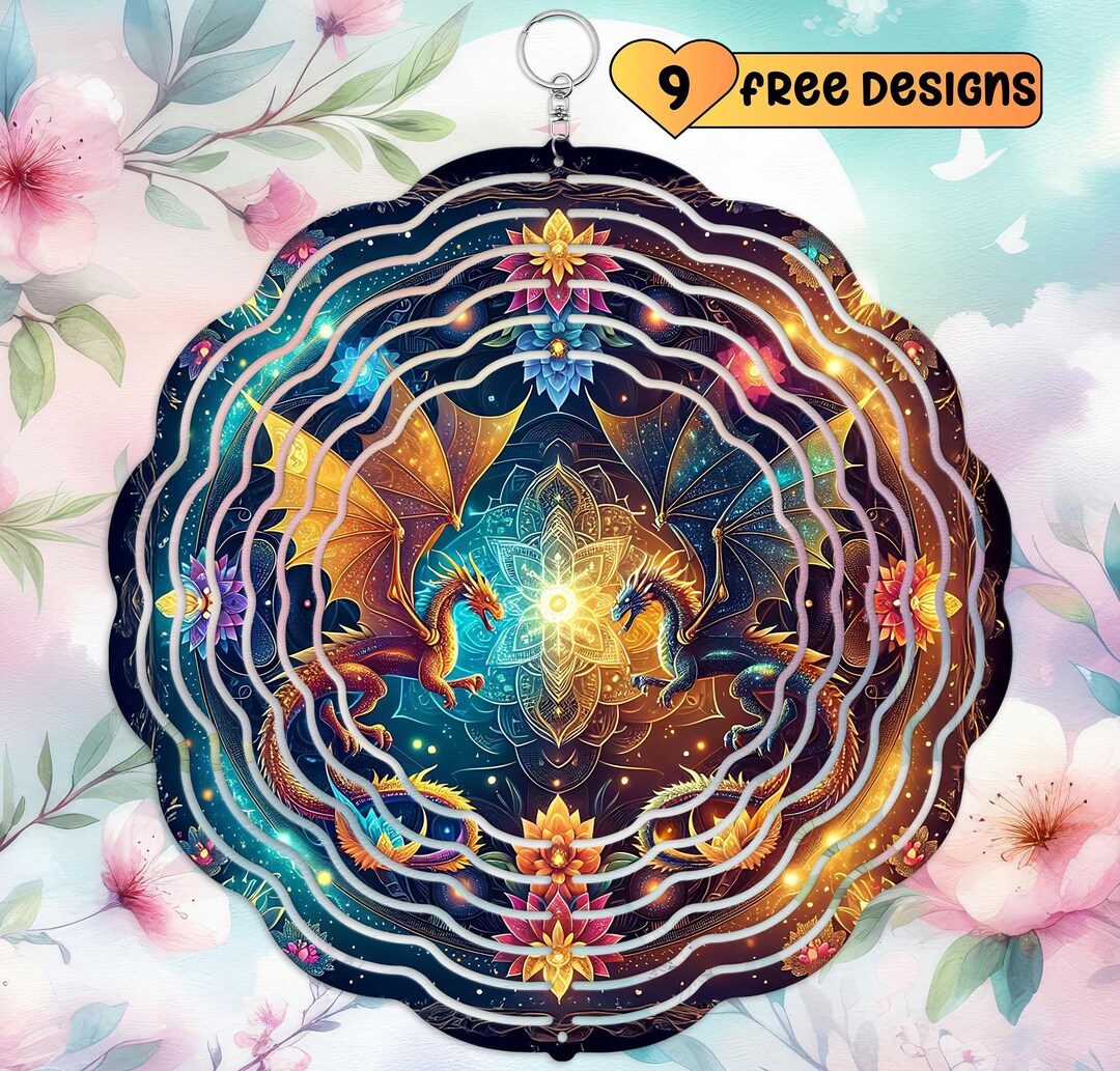 Dragon Wind Spinner Dragon PNG, Glitter Outdoor Decor, Holographic ...