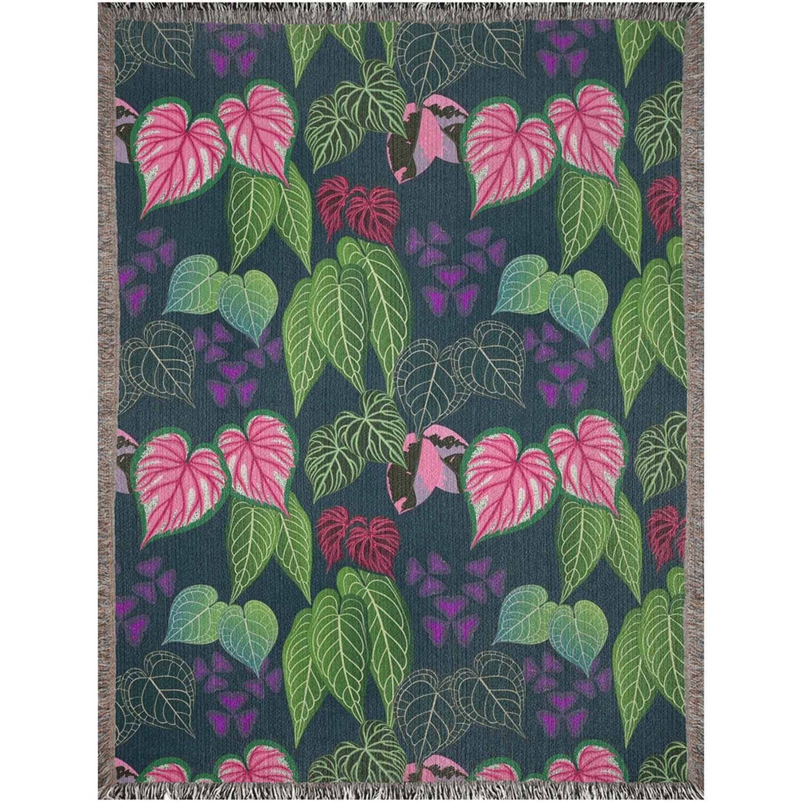 TROPICAL BLANKET Woven Blanket Housewarming Gift Monstera - Etsy