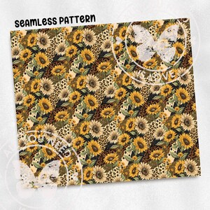 Sunflower Leopard Print Seamless Pattern Repeat Fabric Pattern Digital ...