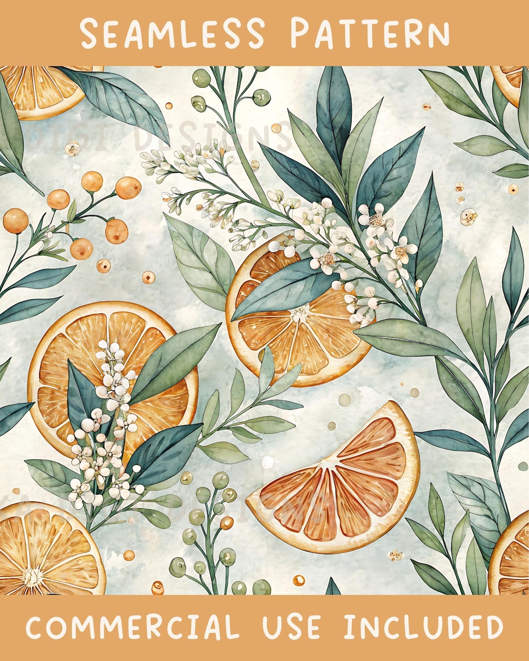 Orange Seamless Pattern Repeat Fabric Pattern Digital Paper Sublimation ...