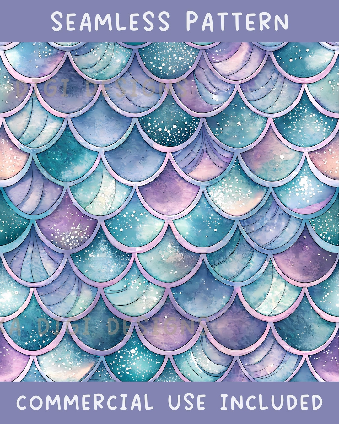 Pastel Mermaid Scales Seamless Pattern Repeat Fabric Pattern Digital ...