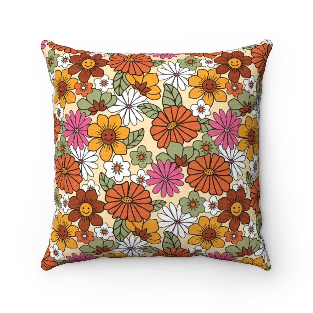 Flower Power 70's Retro Pillow Cottagecore Pillow Case - Etsy