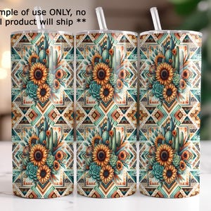 Western Seamless Pattern, Boho Sunflowers Desert Aztec Digital Pattern ...