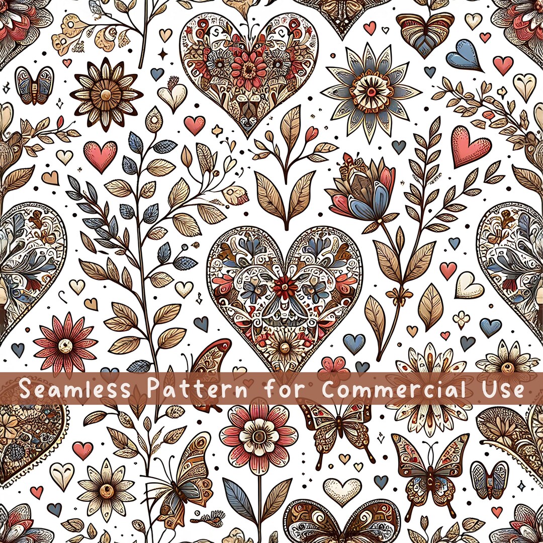 Butterfly Paisley Seamless Pattern Unlimited Commercial Use Digital ...