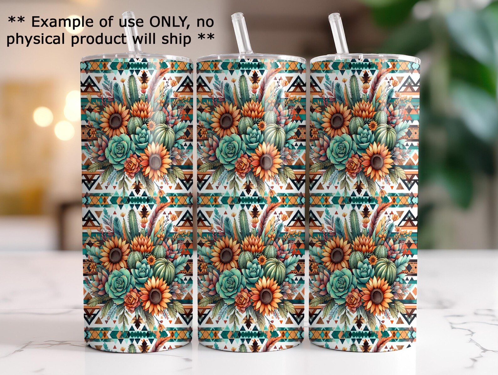 Western Seamless Pattern, Boho Sunflowers Desert Aztec Digital Pattern ...