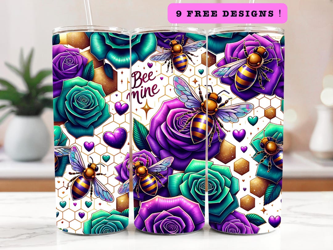Bee Mine Bumblebee Hearts Valentines Day 20 Oz Skinny Tumbler ...