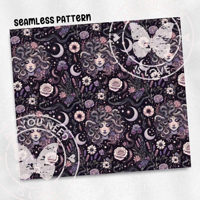 Medusa Seamless Pattern Flower Seamless Pattern Fabric Pattern Medusa ...