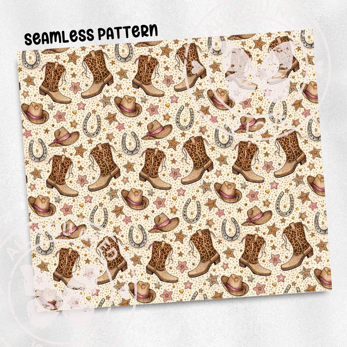 Rustic Western Rodeo Seamless Pattern Repeat Fabric Pattern Digital ...