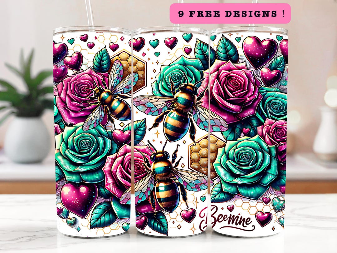 Bee Mine Bumblebee Hearts Valentines Day 20 Oz Skinny Tumbler ...