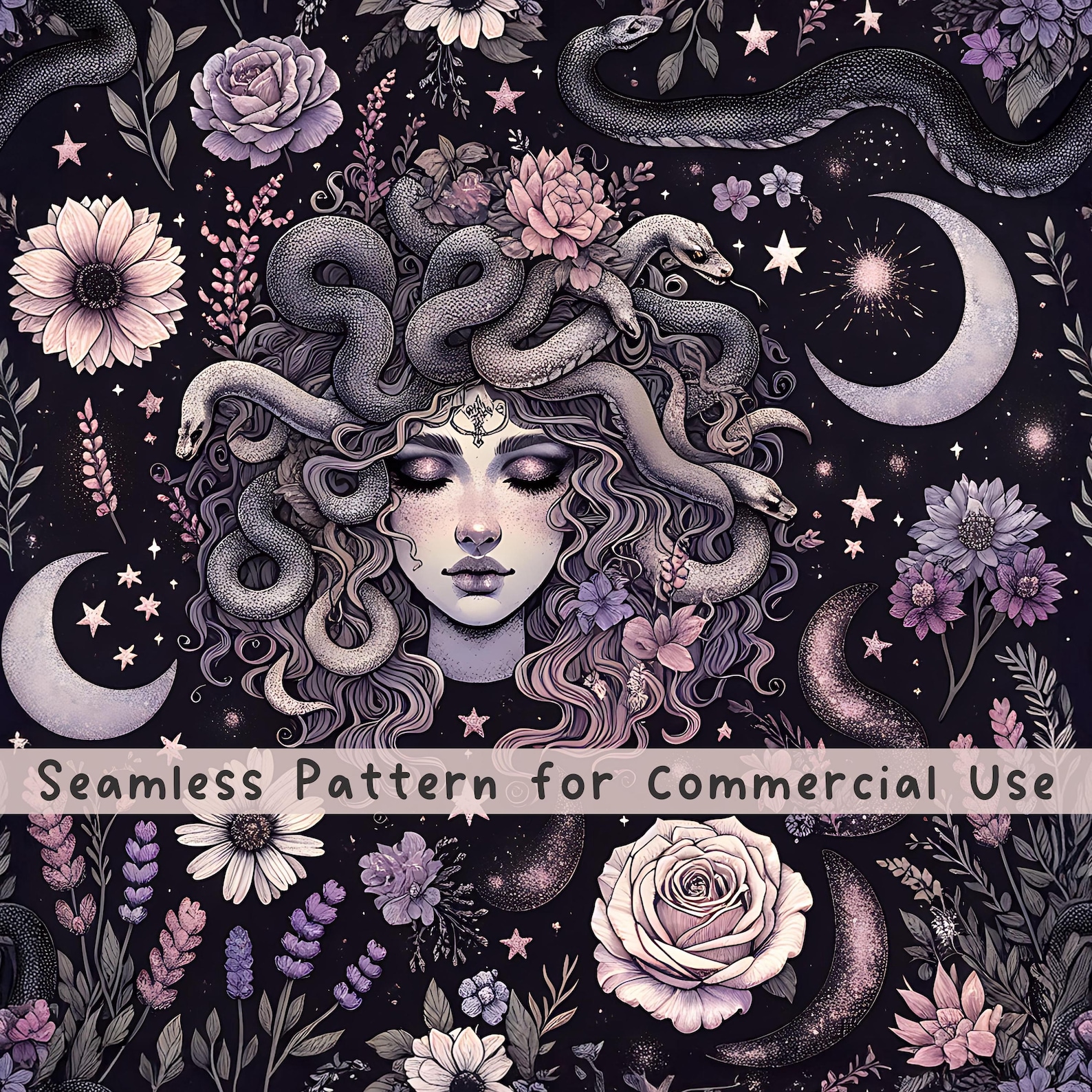 Medusa Seamless Pattern Flower Seamless Pattern Fabric Pattern Medusa ...