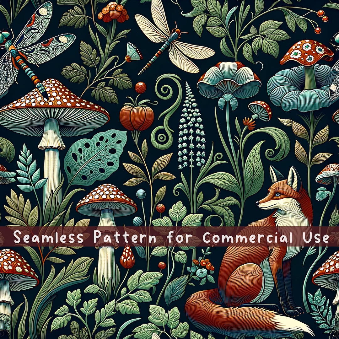 Woodland Forest Seamless Pattern Fox Seamless Pattern Fabric Pattern ...