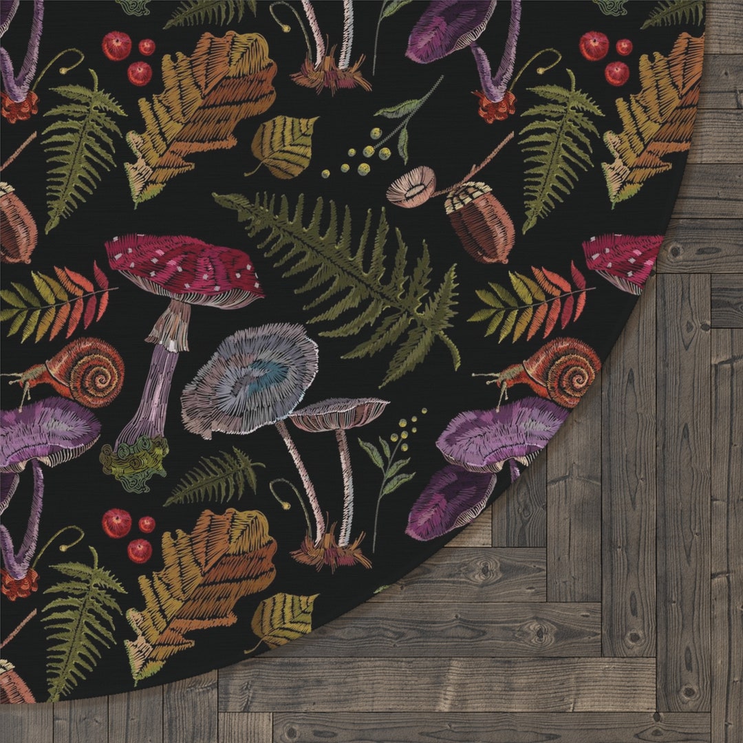 Dark Cottagecore Mushroom Rug, Round Rug, Mushroom Decor, Round ...
