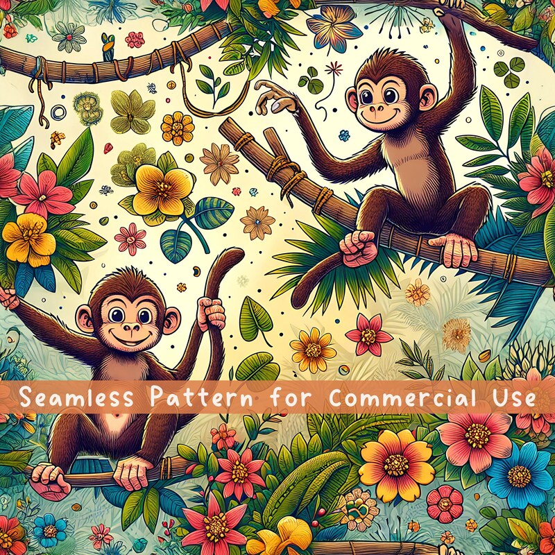 Cute Monkey Fabrics - Etsy UK
