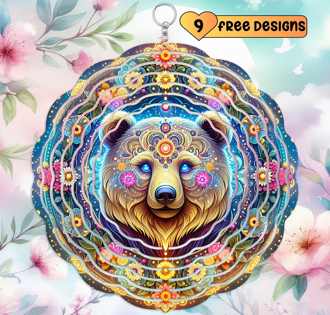Bear Wind Spinner Bear PNG, Glitter Outdoor Decor, Holographic Garden ...