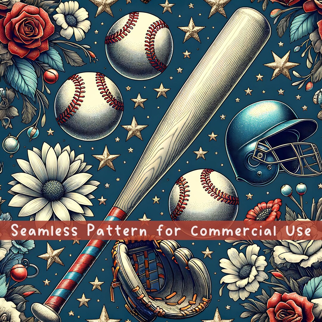 Baseball 4th of July Seamless Pattern Patriotic Repeating Pattern File ...