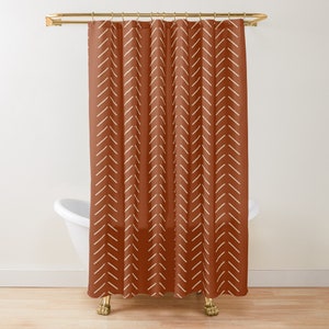 Rust Shower Curtain, Extra Long Shower Curtain, Shower Curtain Boho ...