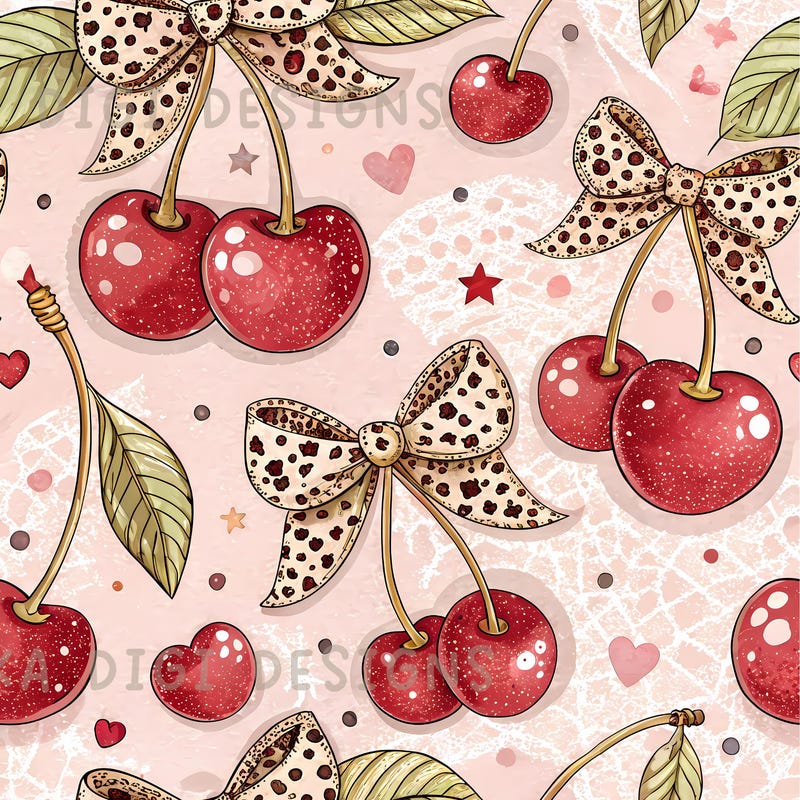 Bow and Cherries Wallpaper - Etsy