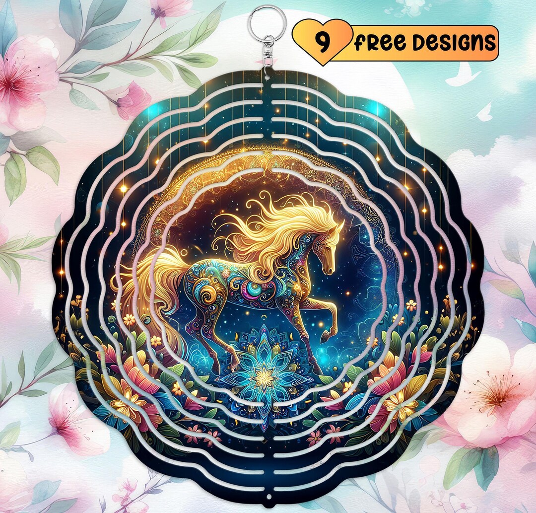 Mystic Horse Wind Spinner Horse Windspin, Shimmering Glitter Outdoor ...