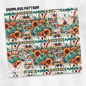Western Seamless Pattern, Boho Sunflowers Desert Aztec Digital Pattern ...