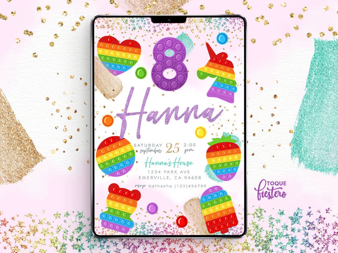 Push Bubble Fidget Pop Toy Party Invitation Birthday - Etsy