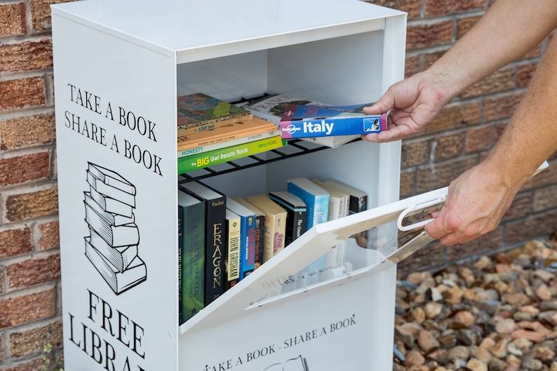 Outdoor Book Exchange Box | Powder-coated White Metal Librarybox - Etsy