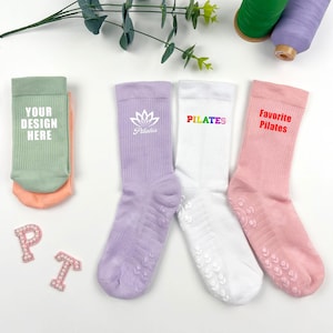 Custom Pilates Socks With Text,logo,sport Slips Socks,women Yoga ...