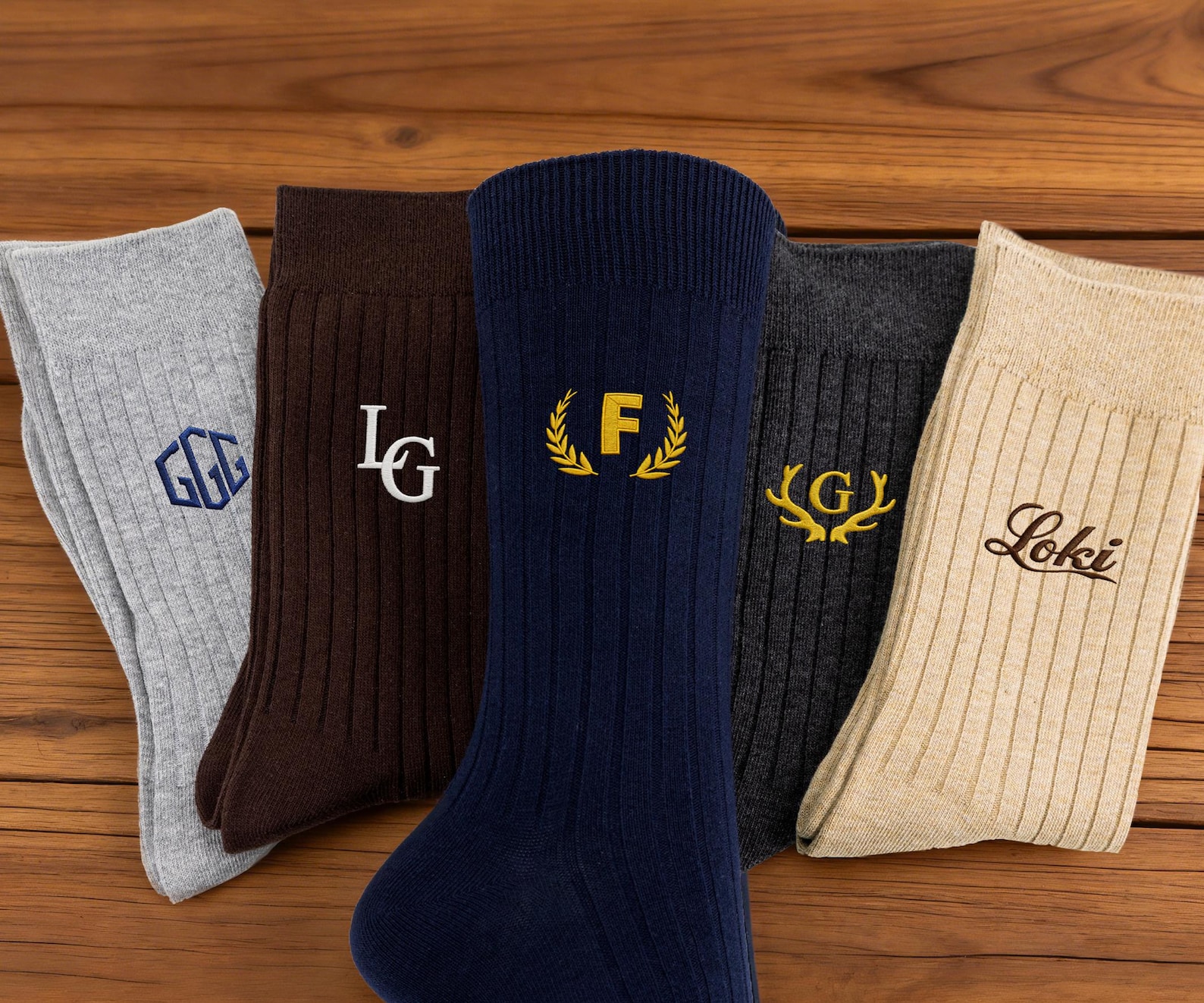 Custom Embroidered Monogram Cotton Socks,personalized Groomsmen ...