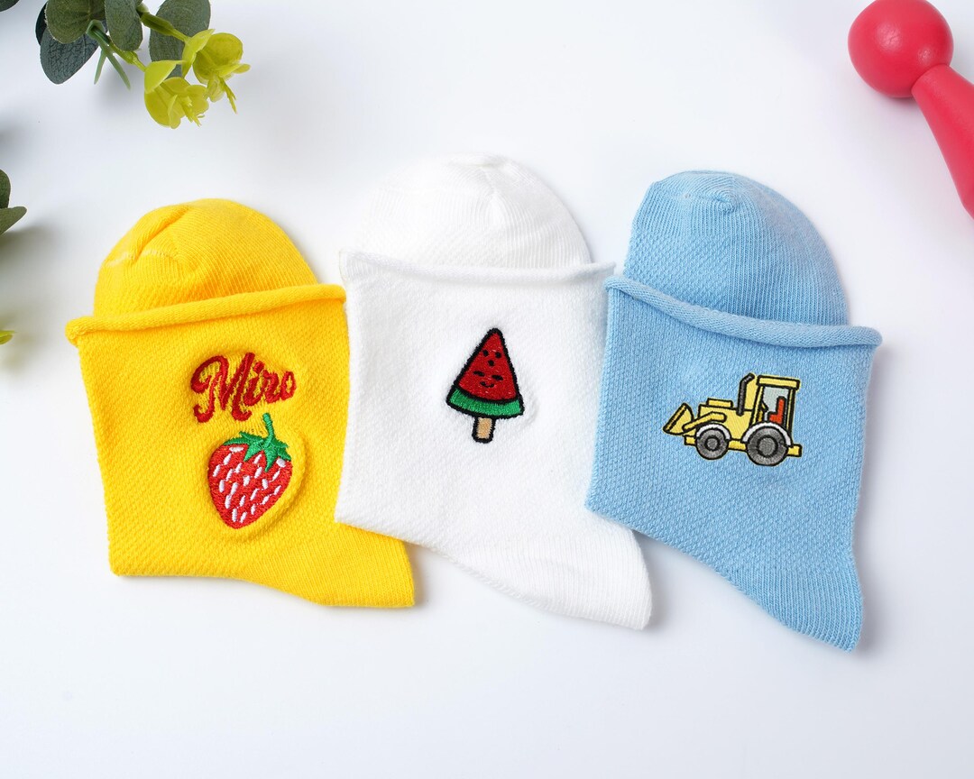 Custom Rainbow Text Socks,embroidery Kids Socks,personalized Name,logo ...
