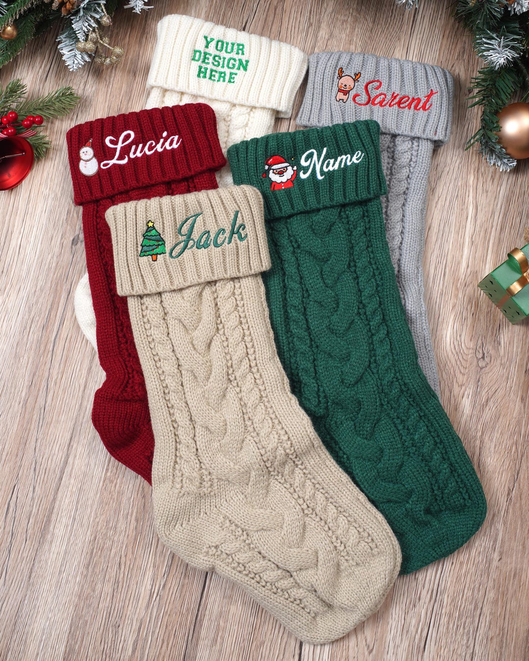 Custom Embroidery Christmas Sock,personalized Christmas Sock,socks With ...