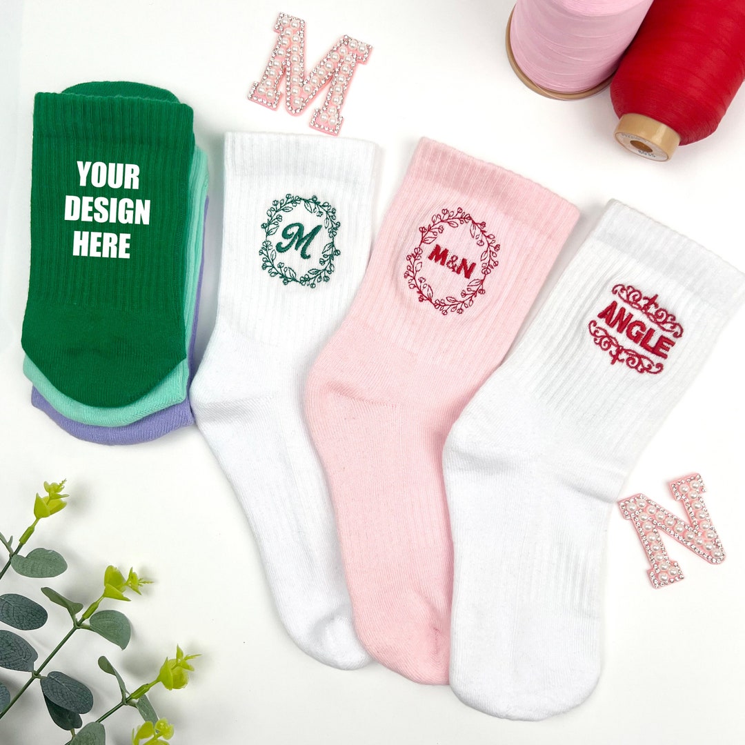 Custom Socks With Your Name Initials Socks, Personalized Embroidered ...