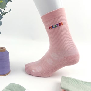 Custom Pilates Socks With Text,logo,sport Slips Socks,women Yoga ...