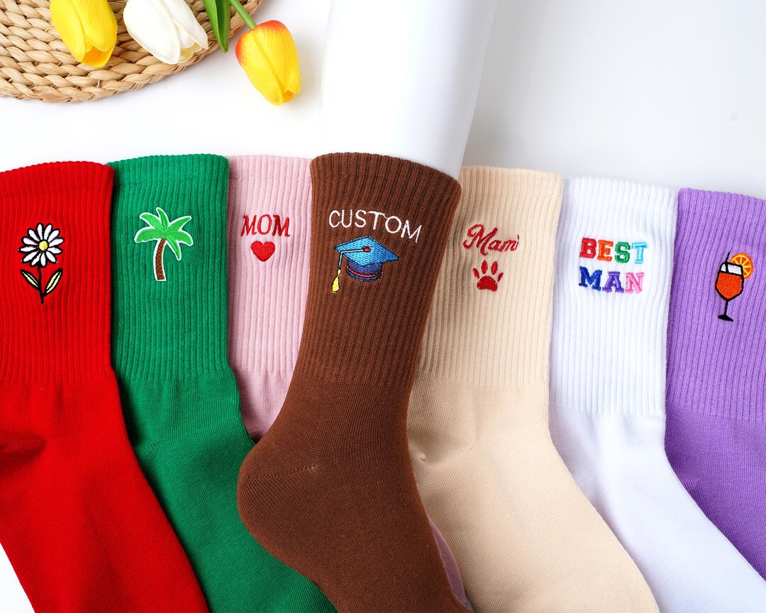 Custom Personalized Socks,with Your Name,text,logo,mom Dad Socks ...