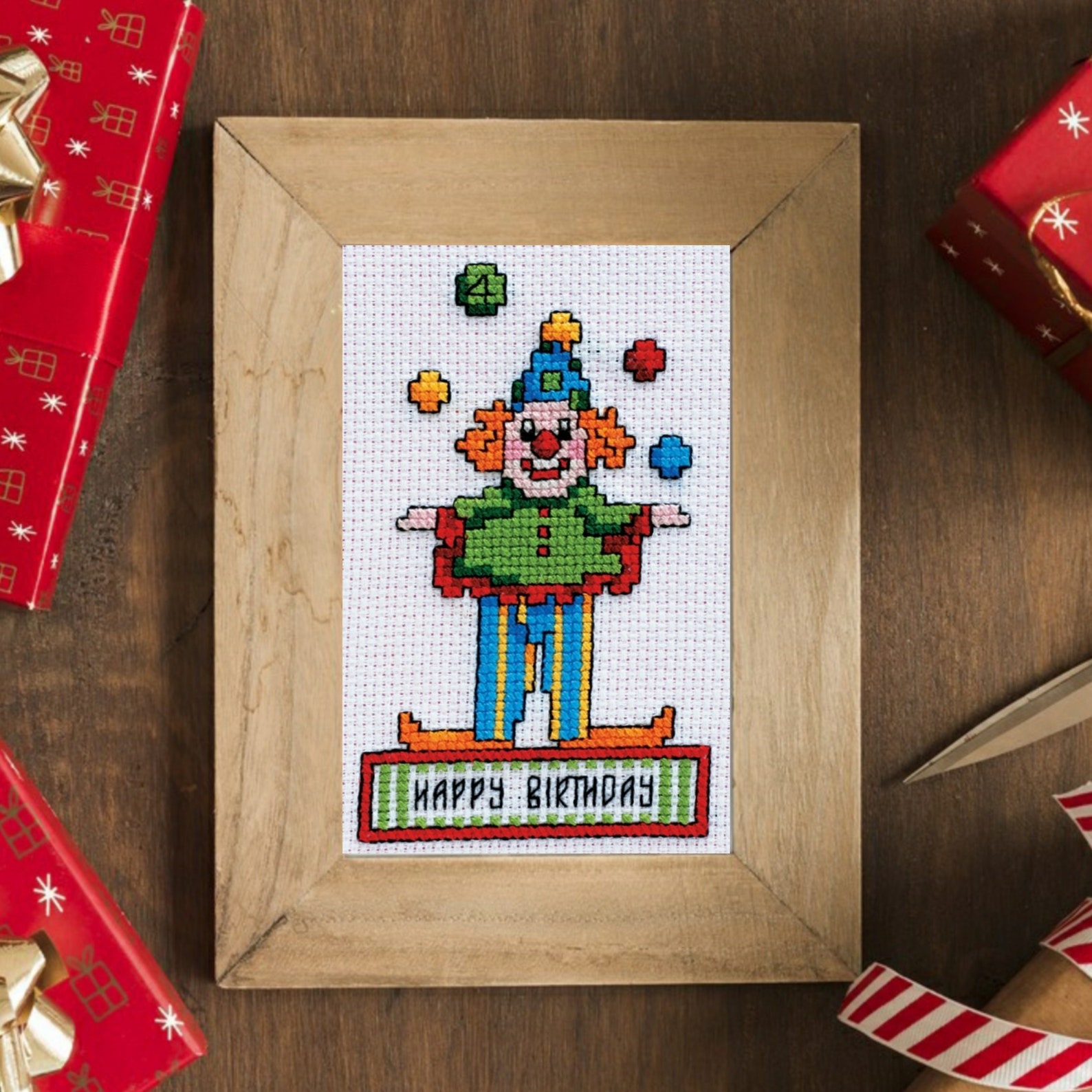 Juggling Clown, Happy Birthday Cross Stitch Pattern PDF Download - Etsy