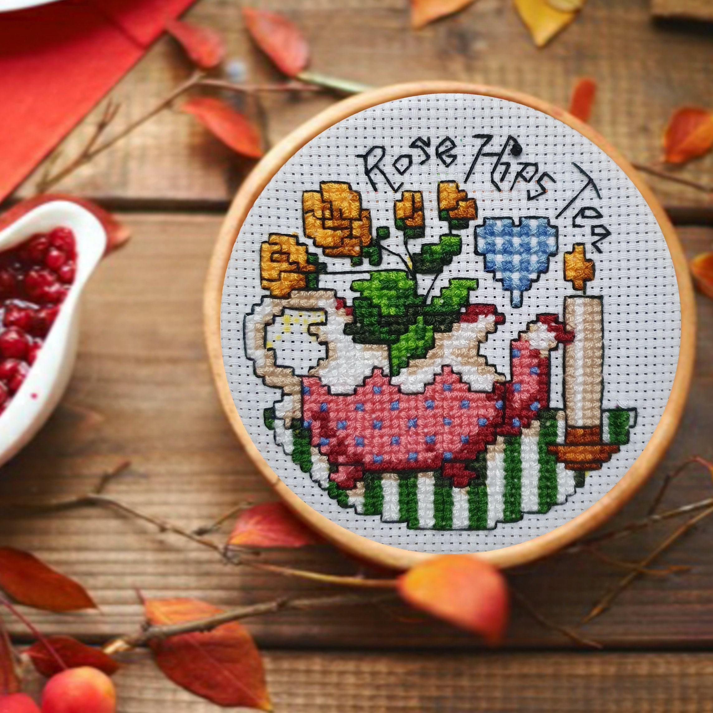 Rose Hips Tea Cute Cross Stitch Pattern PDF Download - Etsy