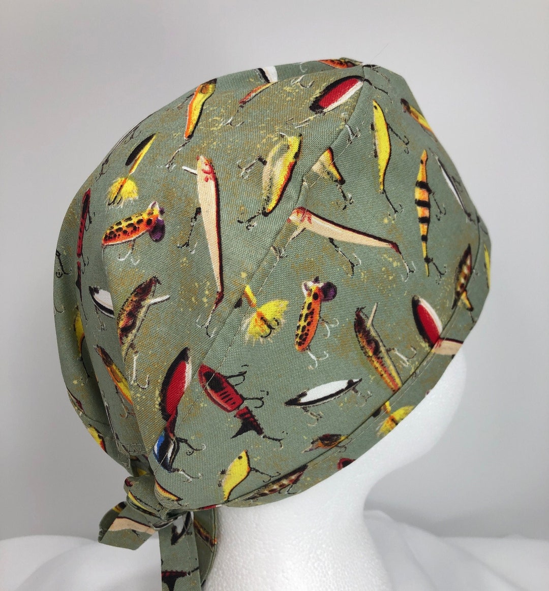 Fishing Lure Scrub Cap: Handmade Surgical Tieback Hat - Etsy