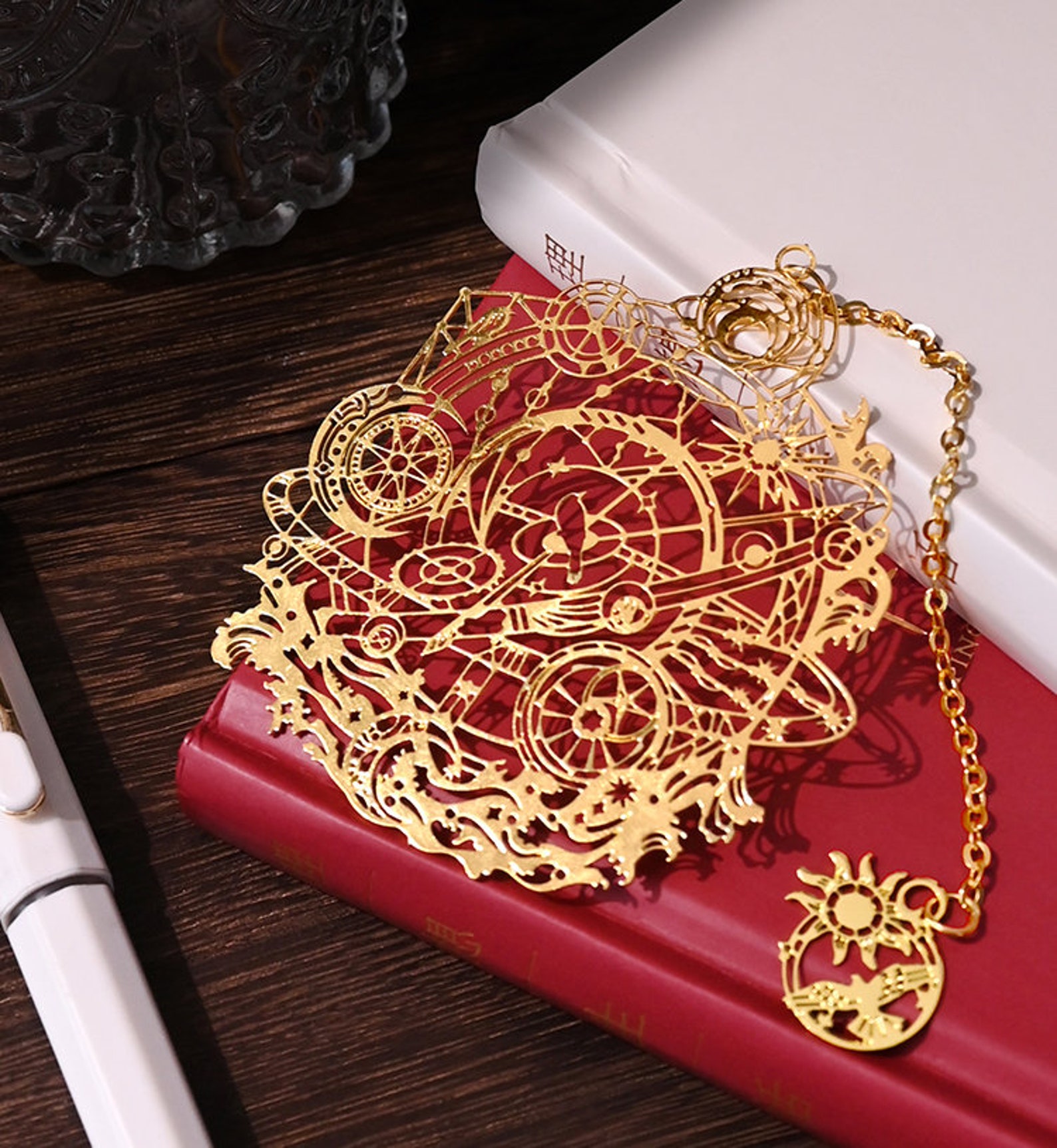 Ready to Ship Cosmic Planet Bookmark/peacock Brass - Etsy