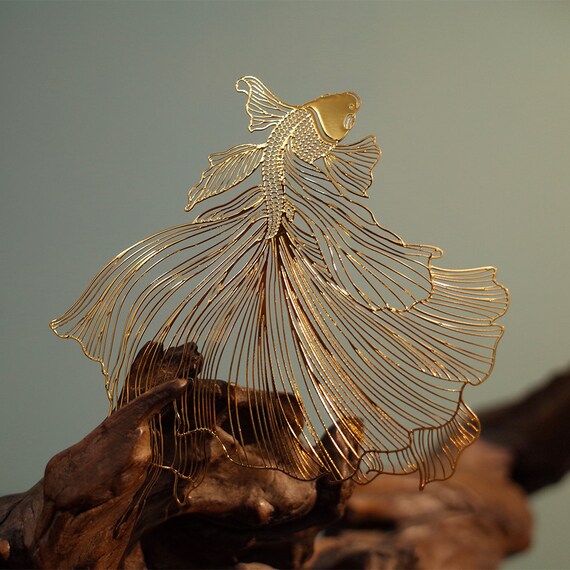 Goldfish Bookmark/big Tail Goldfish Animal Metal - Etsy