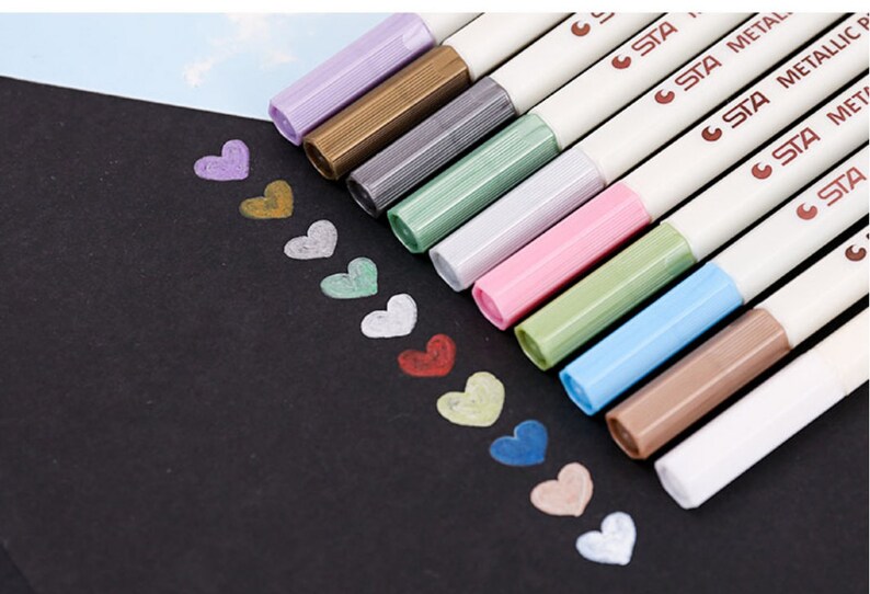 12 Colors Sealing Wax Stamp Highlighter Metallic Pen | Etsy