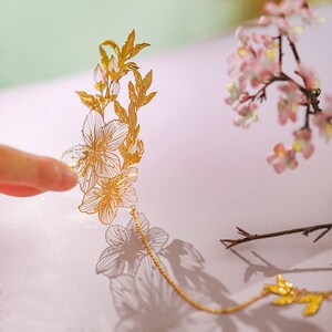 Peach Blossom Bookmark/brass Bookmark/exquisite Bookmark/metal Bookmark ...
